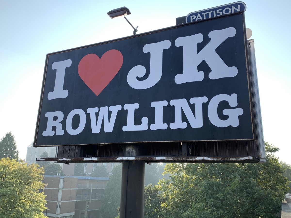 'I love JK Rowling' billboard gets covered over less than 24 hours ...