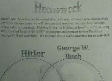 Teacher has students compare George W Bush to Adolf Hitler for homework ...